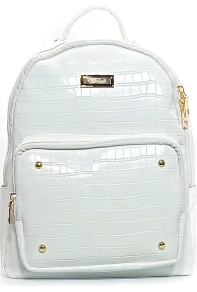 Duygushoesbag Kadın Sırt Çantası Büyük Boy Croco Desen Zımba Detaylı