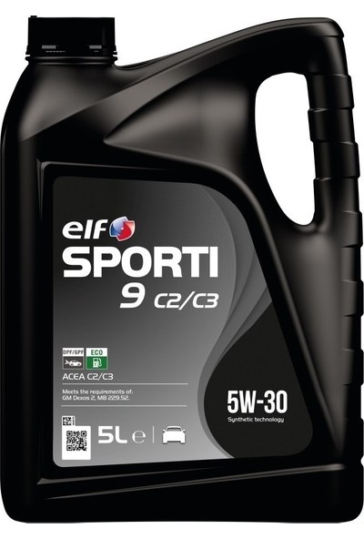 Elf Sportı 9 5W30 C2/C3 Partiküllü 5 Litre Motor Yağı ( Üretim Yılı: 2022 )