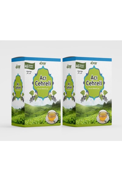 Yk Çınar Acı Cehreli Karışık Bitkisel Çay 45'li Süzen Poşet 2 Kutu, 90 gr x 2 Yk Çınar Acı Cehreli Karışık Bitkisel Çay 45'li Süzen Poşet 2 Kutu, 90 gr x 2