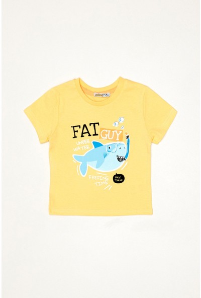 FullaModa Köpek Balığı Baskılı Bisiklet Yaka Çocuk Tişört FullaModa Köpek Balığı Baskılı Bisiklet Yaka Çocuk Tişört