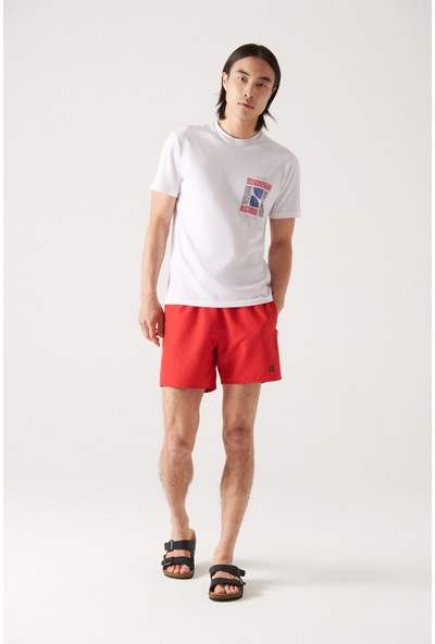 AVVA Düz Deniz Şortu_kırmızı