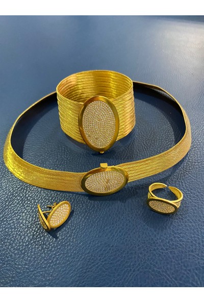 Best My Silver Kadın Gümüş Taş Tokalı Hasır Set