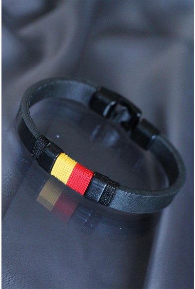 Moco Sarı Kırmızı Renkli Deri Bileklik