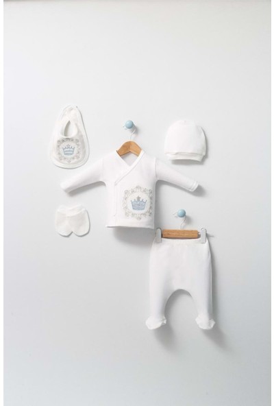 Erkek Bebek 5li Zıbın Kral Taçlı - By Bubbles - Hastane Çıkış - Mavi - Yenidoğan Erkek Bebek 5li Zıbın Kral Taçlı - By Bubbles - Hastane Çıkış - Mavi - Yenidoğan