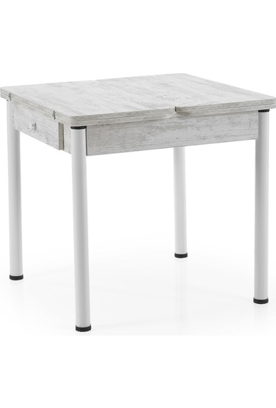 Vetro Wood Beril Antikbeyaz Kare Masa