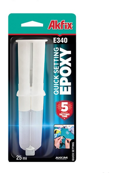 Akfix E340 Hızlı Epoksi Yapıştırıcı Şırıngalı Şeffaf 25 ml Akfix E340 Hızlı Epoksi Yapıştırıcı Şırıngalı Şeffaf 25 ml