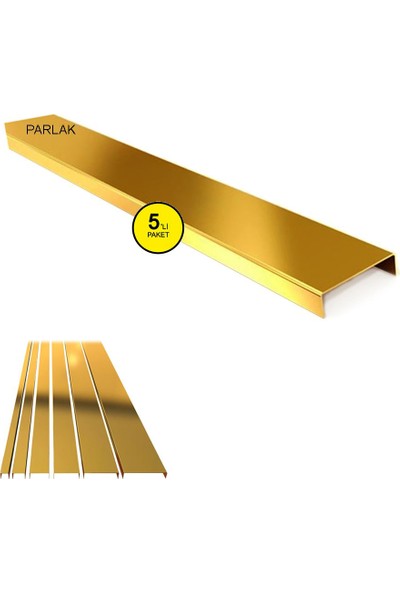 OKÇU KARDEŞLER YAPI MARKET Fayans Arası Bordür Çıta Inox Parlak Altınsarı 3 cm (5 Boy)