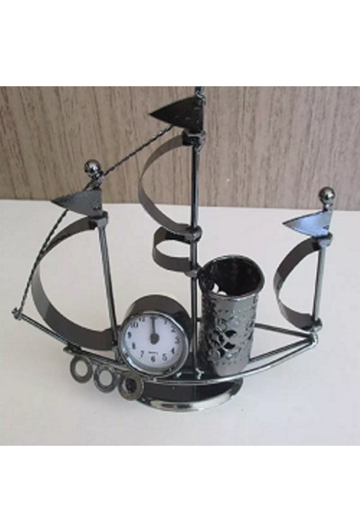 Dizayn Dekor Masaüstü Dekoratif Kalemlik ve Saatli Gemi Dizayn Dekor Masaüstü Dekoratif Kalemlik ve Saatli Gemi