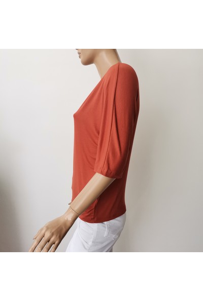 Boutiqua V Yaka Fermuarlı Bluz