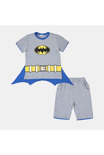 Fiorella Erkek Çocuk Batman Detaylı Bisiklet Yaka T-Shirt Mavi Gri Şortlu Ikili Takım 32044 Fiorella Erkek Çocuk Batman Detaylı Bisiklet Yaka T-Shirt Mavi Gri Şortlu Ikili Takım 32044