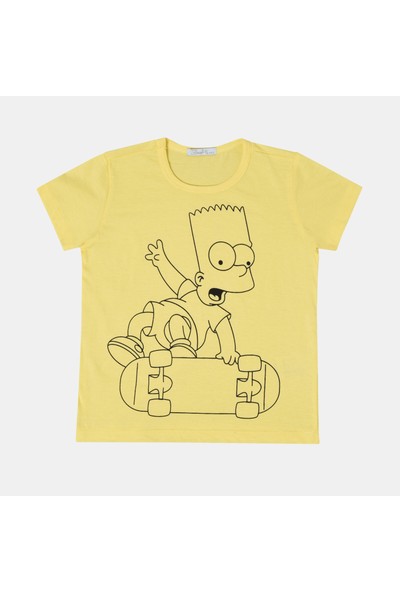 Fiorella Erkek Çocuk Simpson Baskılı Bisiklet Yaka Sarı T-Shirt 32051