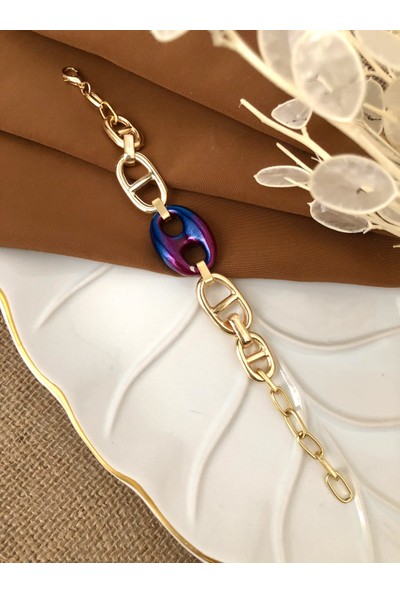 Doğal Taş Hematit Zincir Bileklik