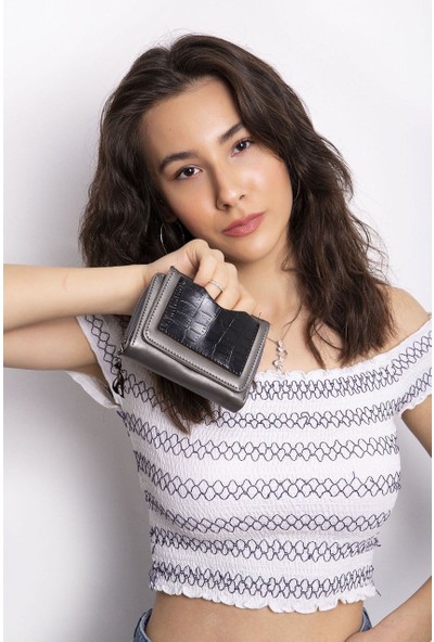 Moda House Kadın Orta Boy Gri Renk Cüzdan AHLV1054