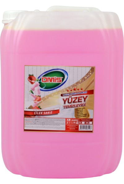 Omis Yüzey Temizleyici Çilek Sakız 20 Litre Parfümlü Omis Yüzey Temizleyici Çilek Sakız 20 Litre Parfümlü