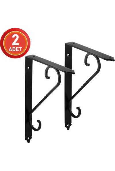 Telvesse Ferforje Raf Tutucu Duvar Raf Askı Mat Siyah 110X155 mm