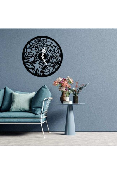 Işlemeli Çiçek Model Dekor Kaliteli Metal Duvar Saati 49 cm Işlemeli Çiçek Model Dekor Kaliteli Metal Duvar Saati 49 cm