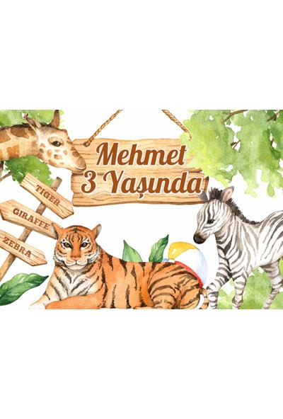 Saredesing Hayvanat Bahçesi Temalı Doğum Günü Afişi