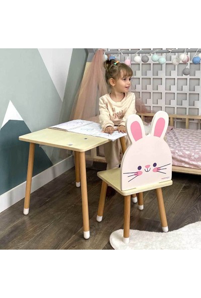 Odun Concept Doğal Ahşap Çocuk Aktivite Masa ve Sandalye Takımı - Tavşan Odun Concept Doğal Ahşap Çocuk Aktivite Masa ve Sandalye Takımı - Tavşan