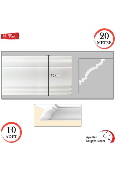 OKÇU KARDEŞLER YAPI MARKET Stropiyer Kartonpiyer Düz Model Normal 13 cm 10 Adet(20 Metre) OKÇU KARDEŞLER YAPI MARKET Stropiyer Kartonpiyer Düz Model Normal 13 cm 10 Adet(20 Metre)