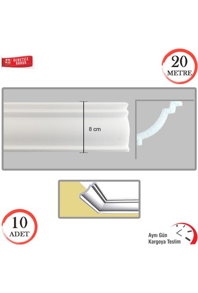 OKÇU KARDEŞLER YAPI MARKET Stropiyer Kartonpiyer Düz Dar Model 8 cm 10 Adet(20 Metre) OKÇU KARDEŞLER YAPI MARKET Stropiyer Kartonpiyer Düz Dar Model 8 cm 10 Adet(20 Metre)