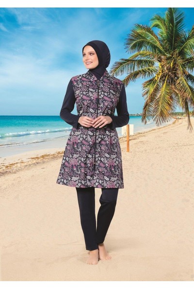 Ruko Maio 22140-2 Uzun Kol Fermuarlı Desenli Tesettür Mayo Ruko Maio 22140-2 Uzun Kol Fermuarlı Desenli Tesettür Mayo