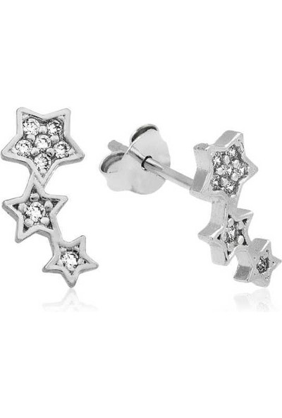 Gümüş Kayan Yıldız Çivili Küpe Gümüş Kayan Yıldız Çivili Küpe