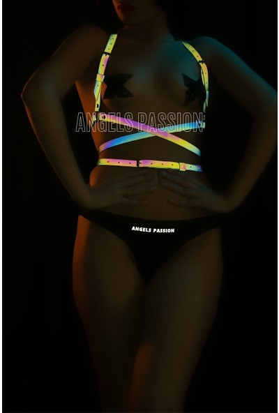 Bel Dolama Detaylı Karanlıkta Renkli Yansıyan Göğüs Harness - APFT172 Bel Dolama Detaylı Karanlıkta Renkli Yansıyan Göğüs Harness - APFT172