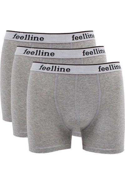 3 Adet Feelline Gri Pamuklu Doğal Likralı Erkek Boxer 3 Adet Feelline Gri Pamuklu Doğal Likralı Erkek Boxer