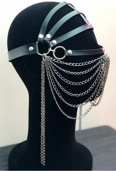 Zincirli Deri Seksi Maske - APFT465
