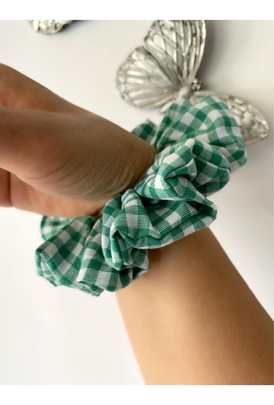 Rengarenk Scrunchies Yeşil Pötikare(Ekose) Scrunchie Kumaş Simit Toka Rengarenk Scrunchies Yeşil Pötikare(Ekose) Scrunchie Kumaş Simit Toka