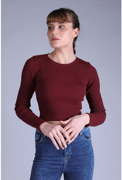Fil Design Bordo Kaşkorse Crop Fil Design Bordo Kaşkorse Crop