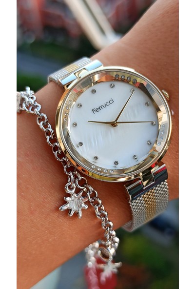 Ferrucci Tasarım Kadın Kol Saati+Bileklik Hediyeli