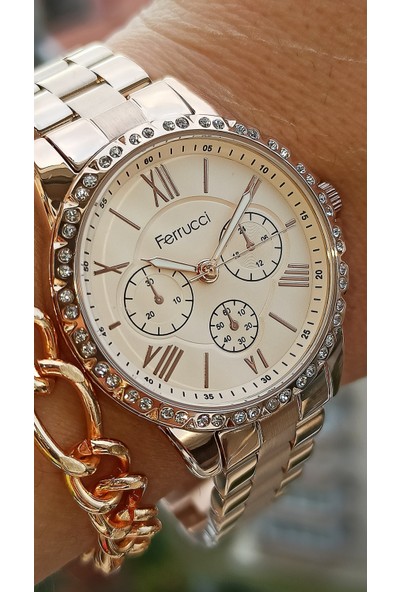 Ferrucci Rose Kadın Kol Saati Bileklik Hediyeli