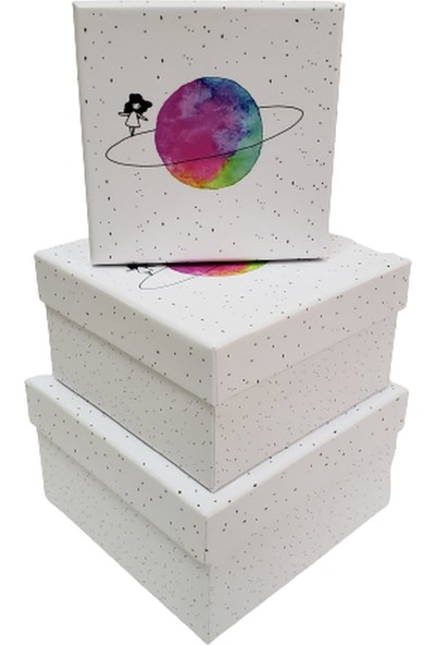 Nefertiya Satürünlü Kız Tasarım 3'lü Hediye Kutusu