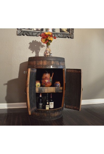 Masifart Şarap Fıçısı Latalı Raflı Mini Bar Masifart Şarap Fıçısı Latalı Raflı Mini Bar