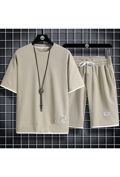 Muzi 2022 Yaz Yeni Kısa Kollu Tişört Erkek Şort Takım Elbise Gelgit Marka Gevşek ve Yakışıklı (Yurt Dışından) Muzi 2022 Yaz Yeni Kısa Kollu Tişört Erkek Şort Takım Elbise Gelgit Marka Gevşek ve Yakışıklı (Yurt Dışından)