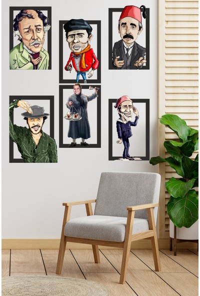 Kayra Hediyelik 6 Parça Retro Karikatür Mdf Tablo