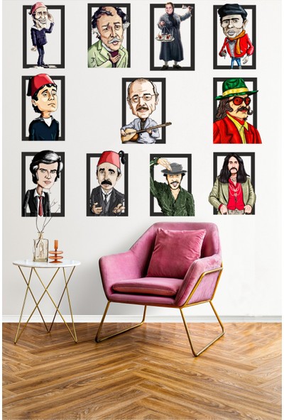 Kayra Hediyelik 11 Parça Retro Karikatür Mdf Tablo