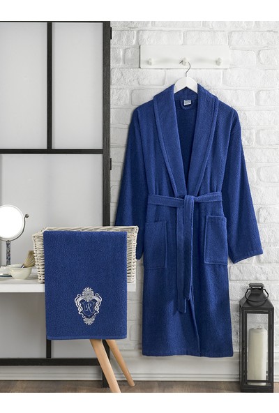 B2B Plus %100 Pamuk 2'li Saks Mavisi Bornoz Takımı B2B Plus %100 Pamuk 2'li Saks Mavisi Bornoz Takımı
