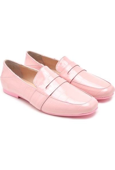 Desa Olsen Pudra Kadın Kroko Baskılı Deri Loafer Desa Olsen Pudra Kadın Kroko Baskılı Deri Loafer