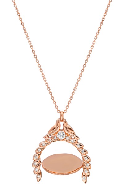 Süryani Gümüş Sanatı 925 Ayar Zirkon Taşlı Rose Gümüş Kolye