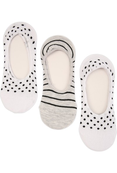 Moduna Göre Moda Desenli Kadın Babet Çorap 3'lü Paket