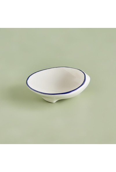 Bella Maison İstiridye Küçük Sunum Tabağı Beyaz-Lacivert 12 cm