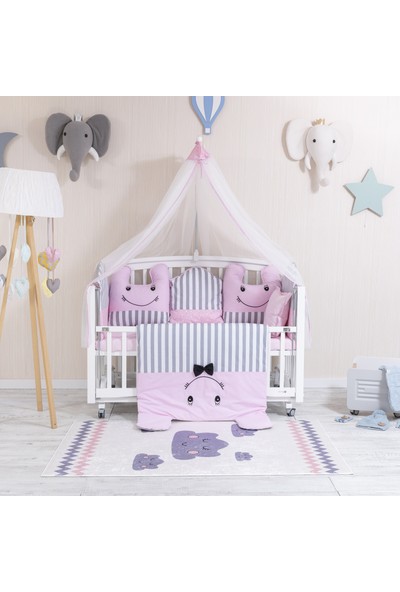 Mini Baby Smile Pembe Cibinlikli Uyku Seti 60X120 Mini Baby Smile Pembe Cibinlikli Uyku Seti 60X120