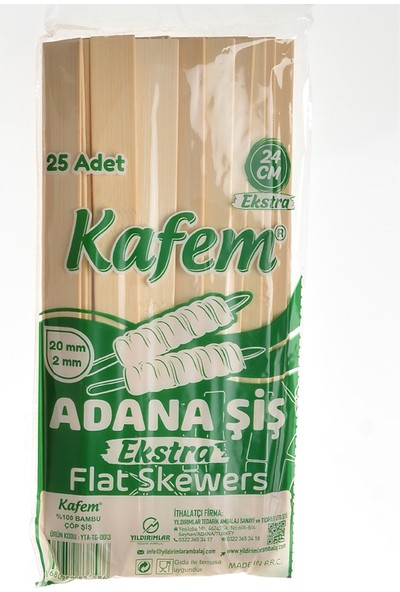 Kafem Adana Şiş Geniş Bambu 2 x 20 cm 25 Adet Kafem Adana Şiş Geniş Bambu 2 x 20 cm 25 Adet
