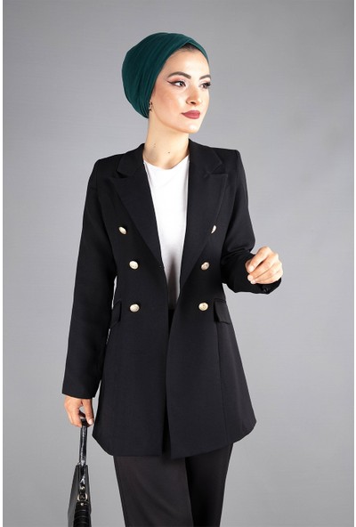 Sevitli Siyah Düğmeli Ceket Sevitli Siyah Düğmeli Ceket