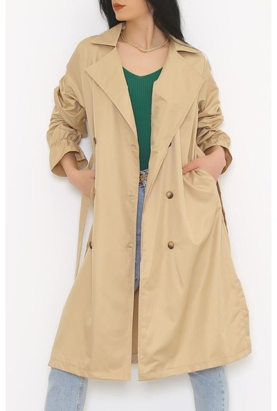 Yezaa Kol Büzgülü Trenç Sütlükahve - 9599.1146. Yezaa Kol Büzgülü Trenç Sütlükahve - 9599.1146.