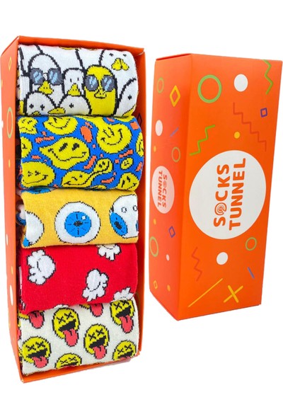 Socks Tunnel 5'li Unisex Neşeli Karma Desenli Renkli Çorap Set Socks Tunnel 5'li Unisex Neşeli Karma Desenli Renkli Çorap Set