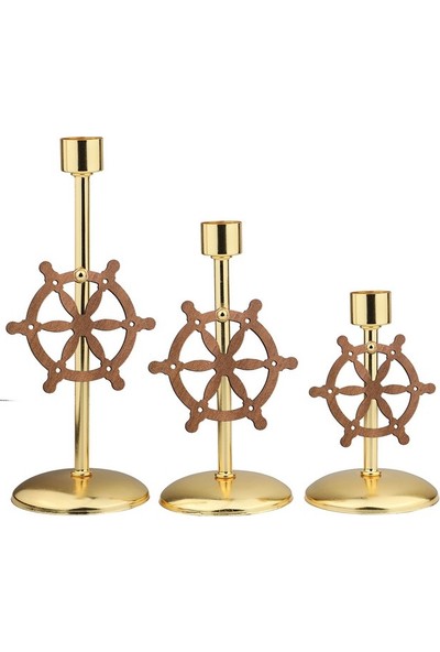 Begüsa Şekil Mumluk Set Gold Dümen