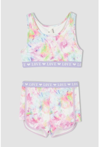 DeFacto Kız Çocuk Desenli Şort Bikini Takım X6261A622SM